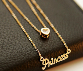 Cute Rhinestone Princess Necklace on Luulla