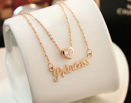 Cute Rhinestone Princess Necklace on Luulla