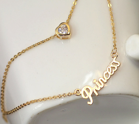 Cute Rhinestone Princess Necklace on Luulla